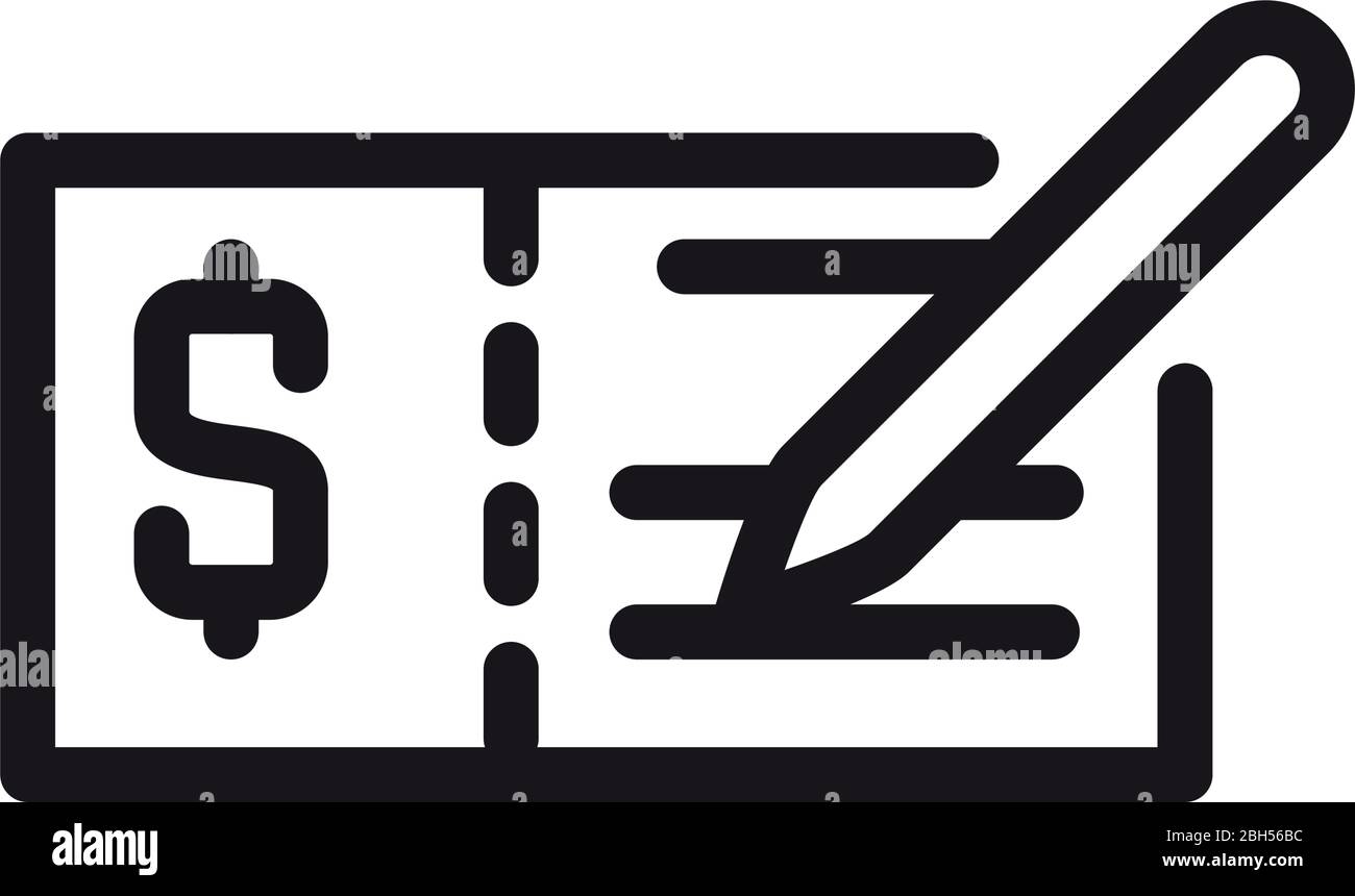 money check icon over white background, line style, vector illustration ...