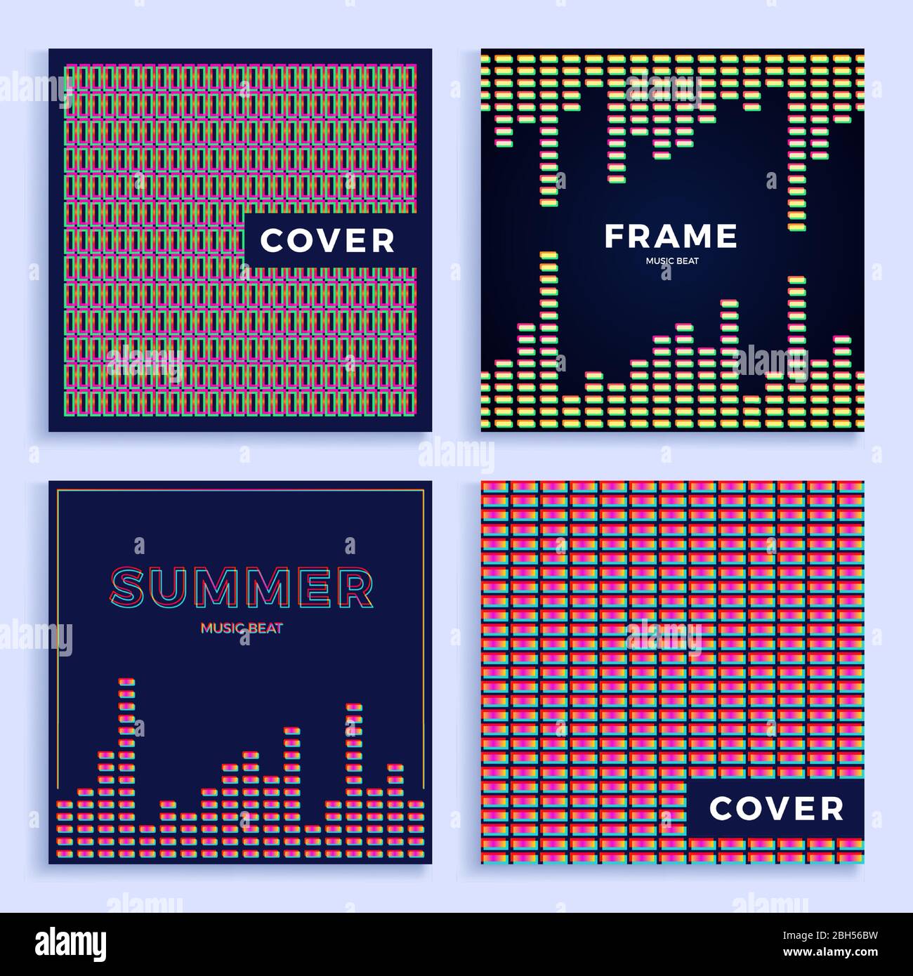 Set Square colorful Abstract music equalizer vector pattern for poster ...