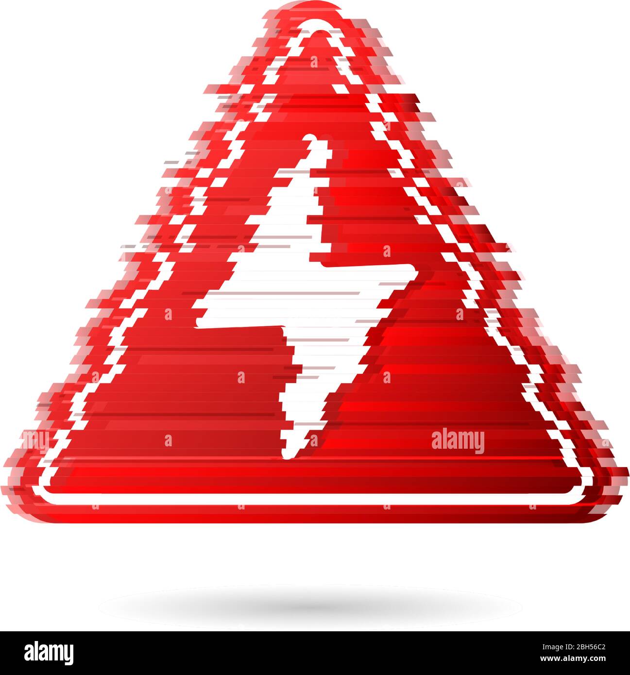 High voltage icon with noise effect or digital glitch. Bolt warning ...