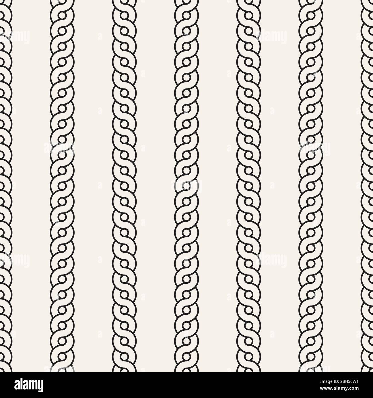 Vector seamless pattern. Monochrome wavy stripes background. Decorative geometric interlaced ...