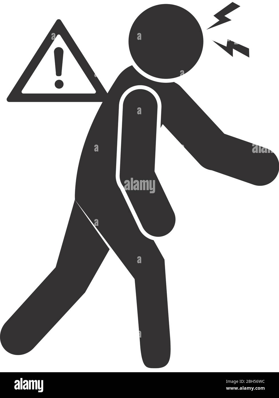 Covid 19 preventions concept, fatigue pictogram man icon over white ...
