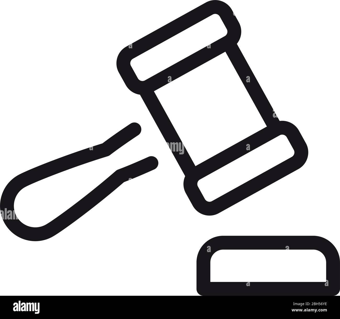 law gavel icon over white background, line style, vector illustration ...