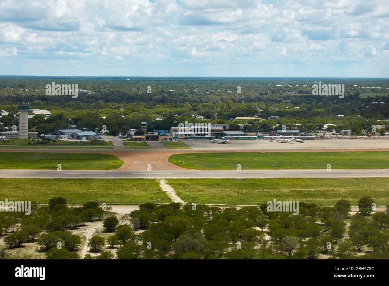 Maun Airport, Maun, Botswana, Africa - aerial Stock Photo - Alamy
