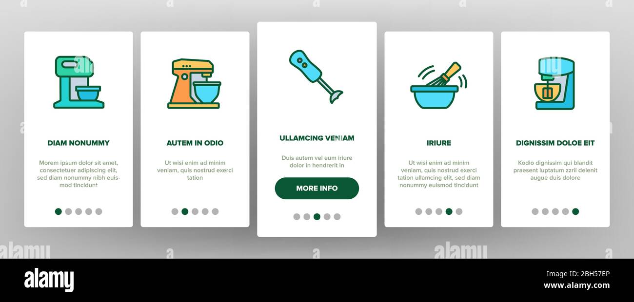 Kitchen Mixer Device Onboarding Icons Set Vector Stock Vector Image ...