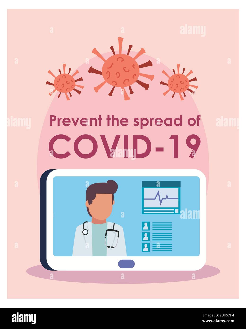 Man doctor inside tablet and covid 19 virus design of 2019 ncov cov ...