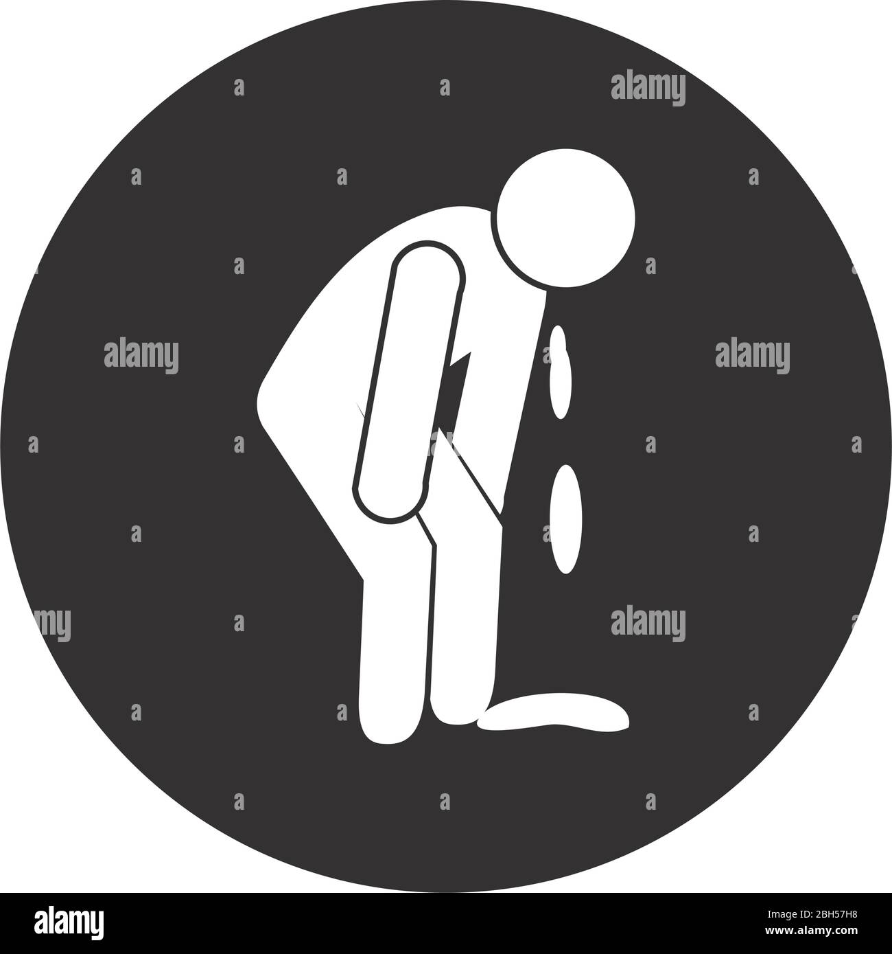 Covid 19 preventions concept, pictogram man vomiting over white ...