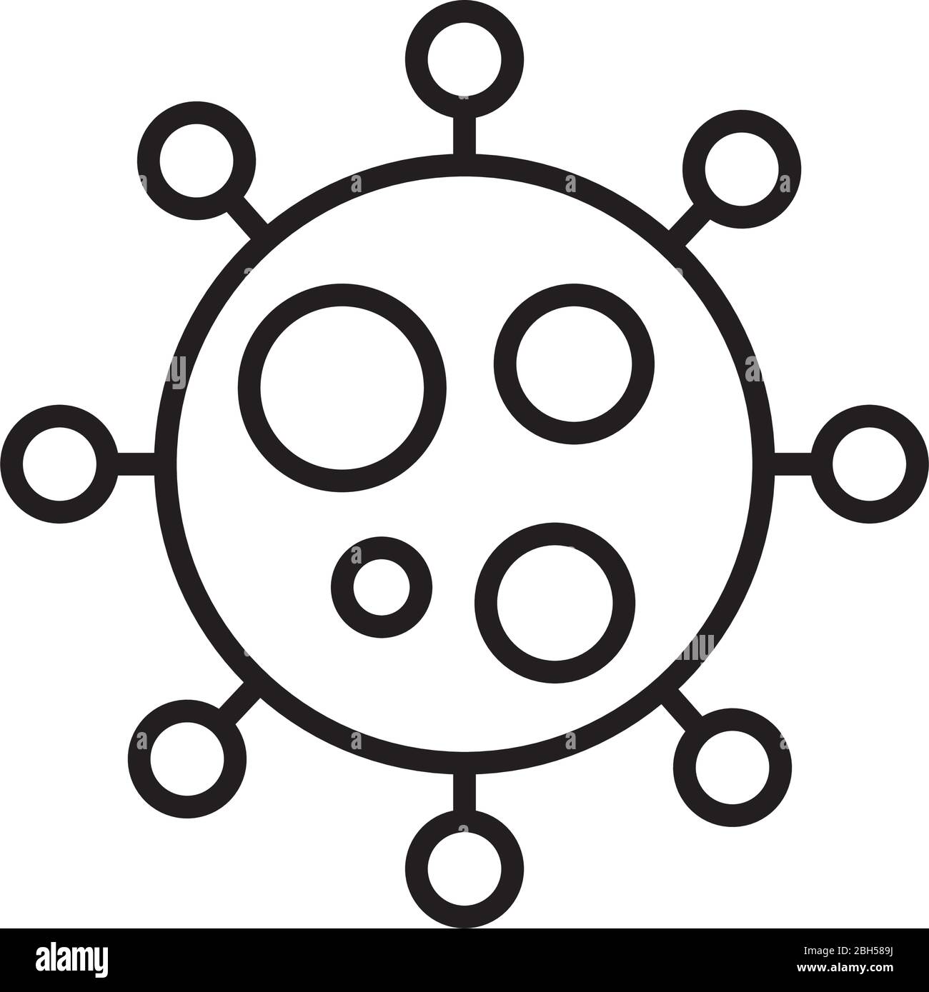 covid 19 symbol icon over white background, line style, vector ...
