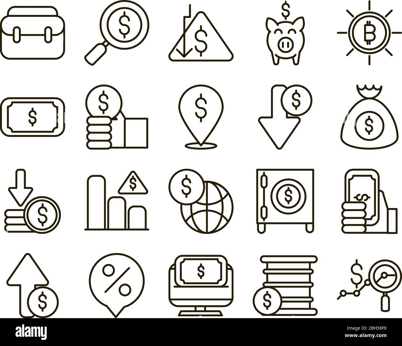 stock market financial business economy money icons set vector ...
