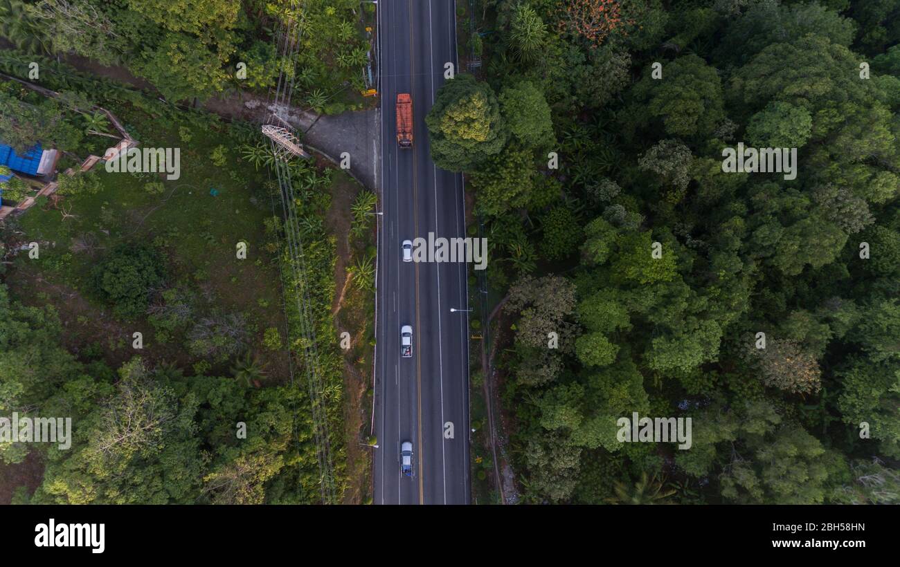 Aerial view of local road to Patong city in Phuket South of Thailand ...