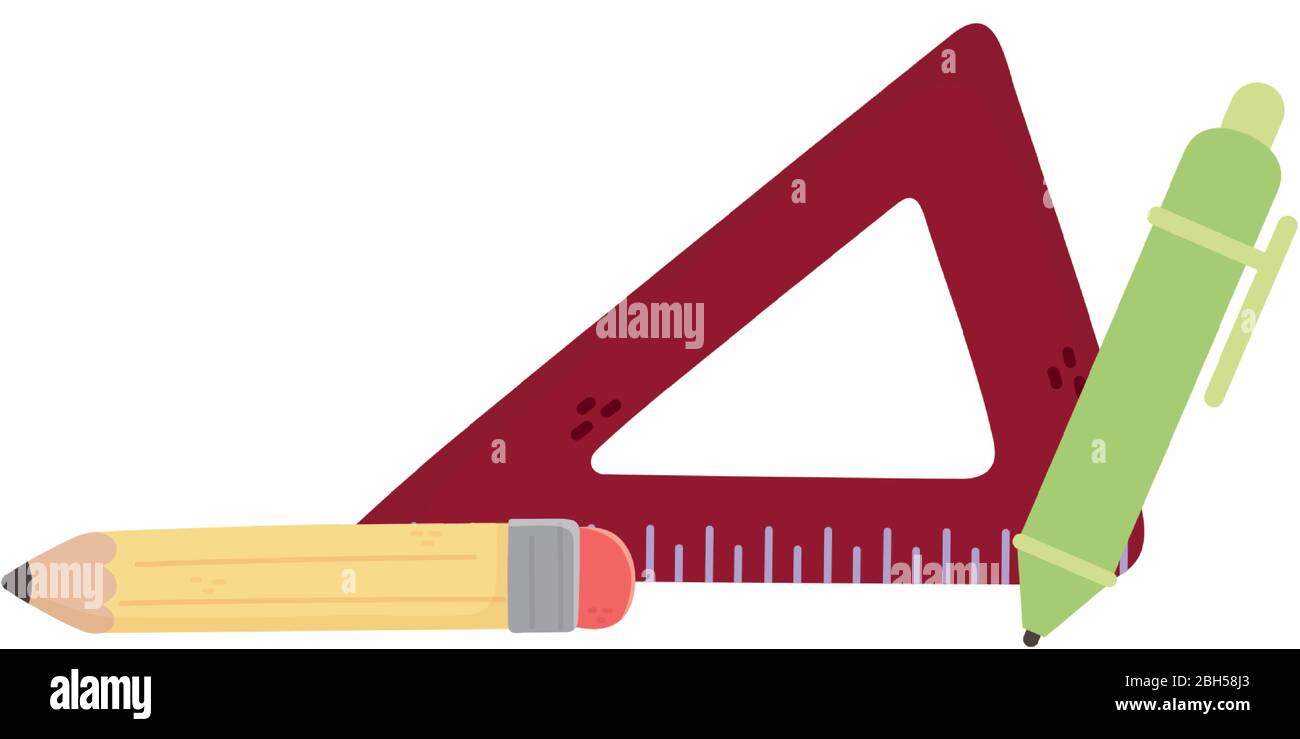 Pencil pen and ruler design, Tool write office object instrument ...