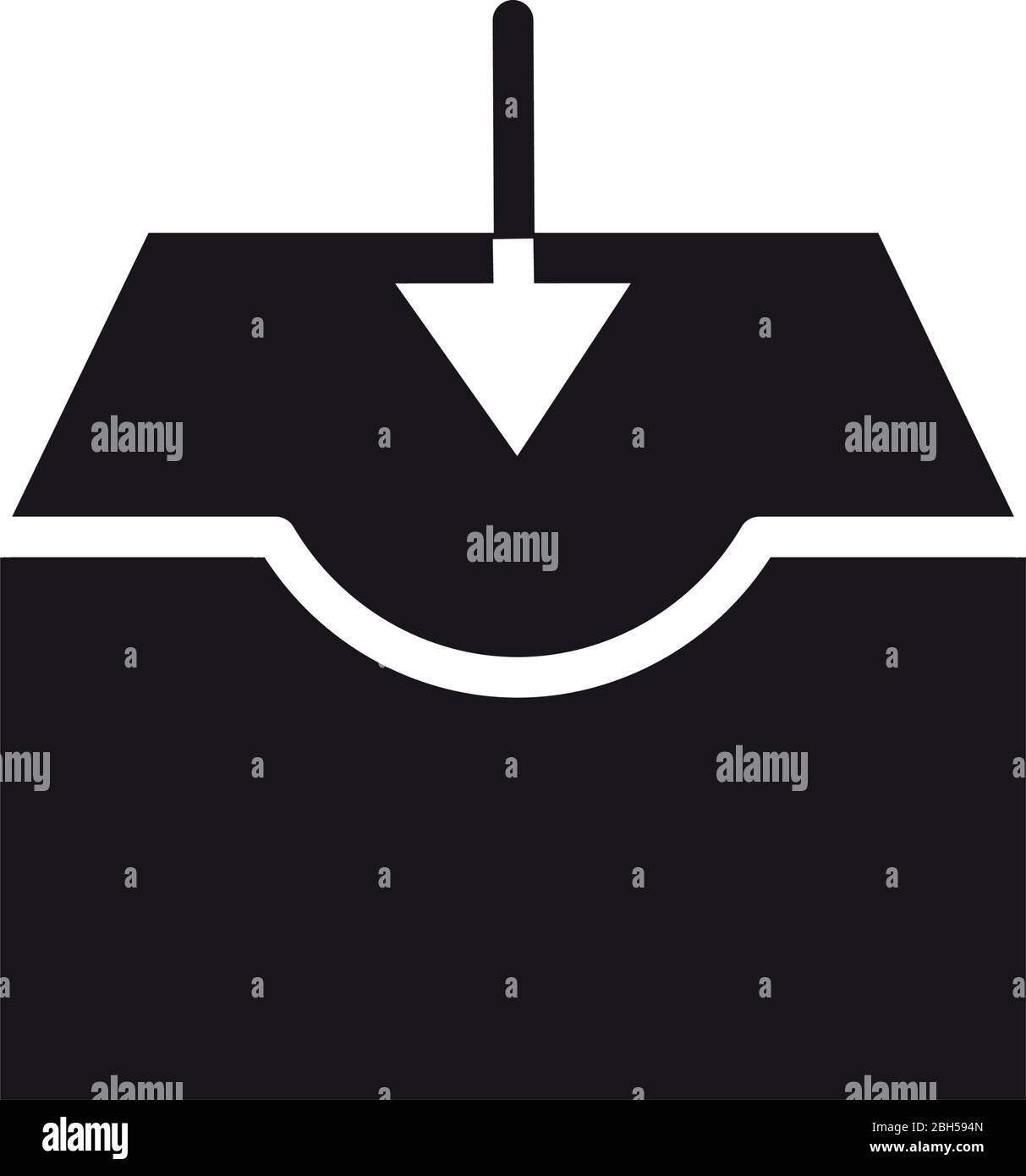 box and arrow down icon over white background, silhouette style, vector ...