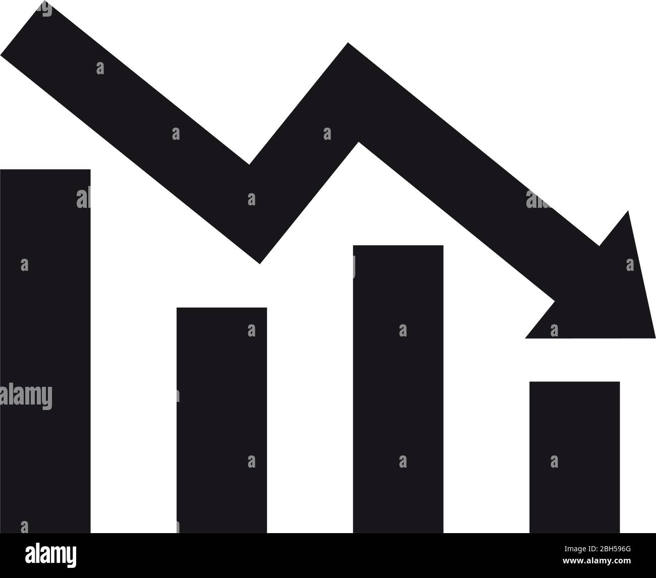 descending graphic chart icon over white background, silhouette style ...