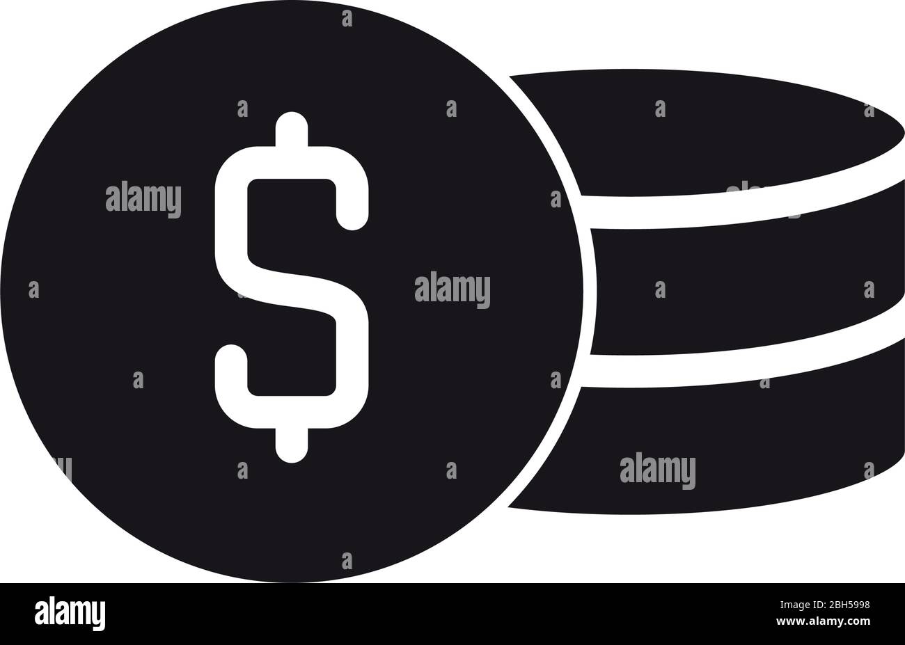 money coins icon over white background, silhouette style, vector ...