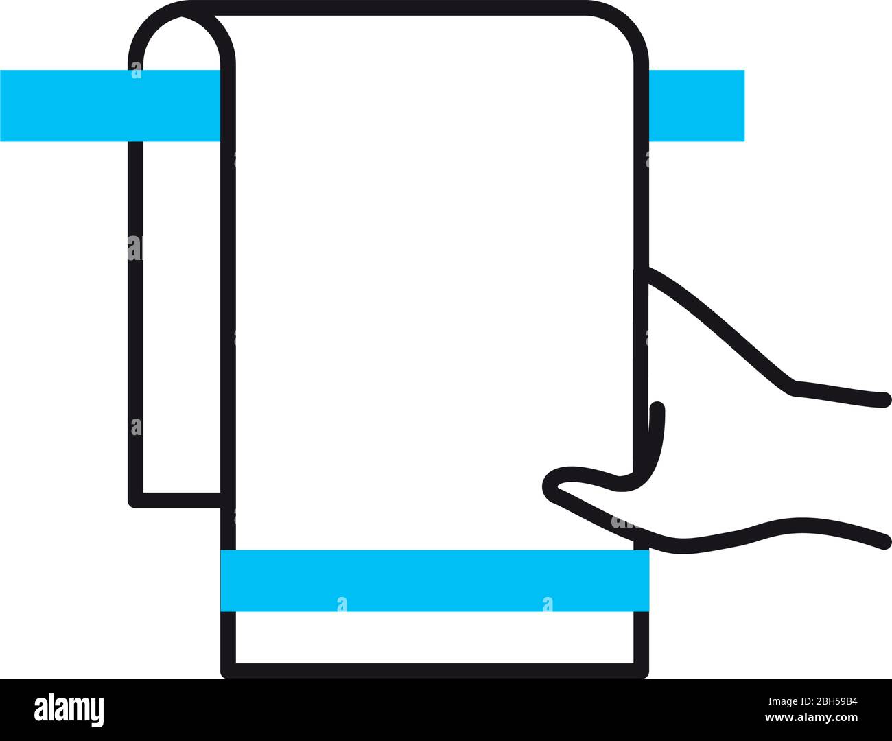 hand with hand towel icon over white bakground, half color half line ...