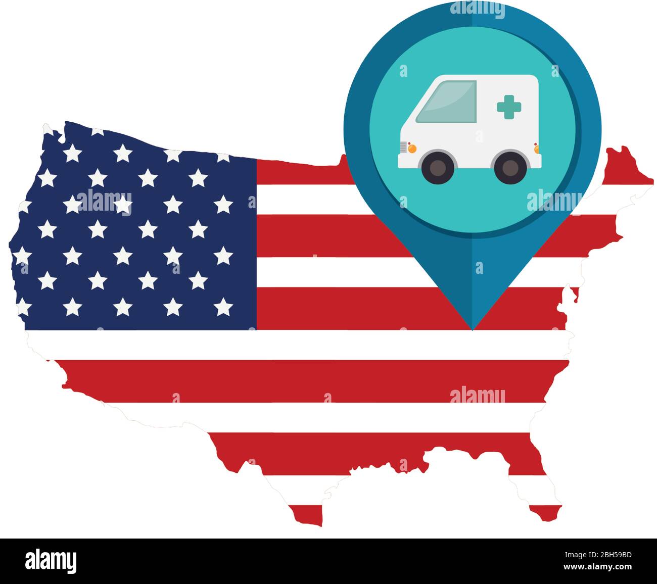 map of usa with ambulance in pin location Stock Vector Image & Art - Alamy