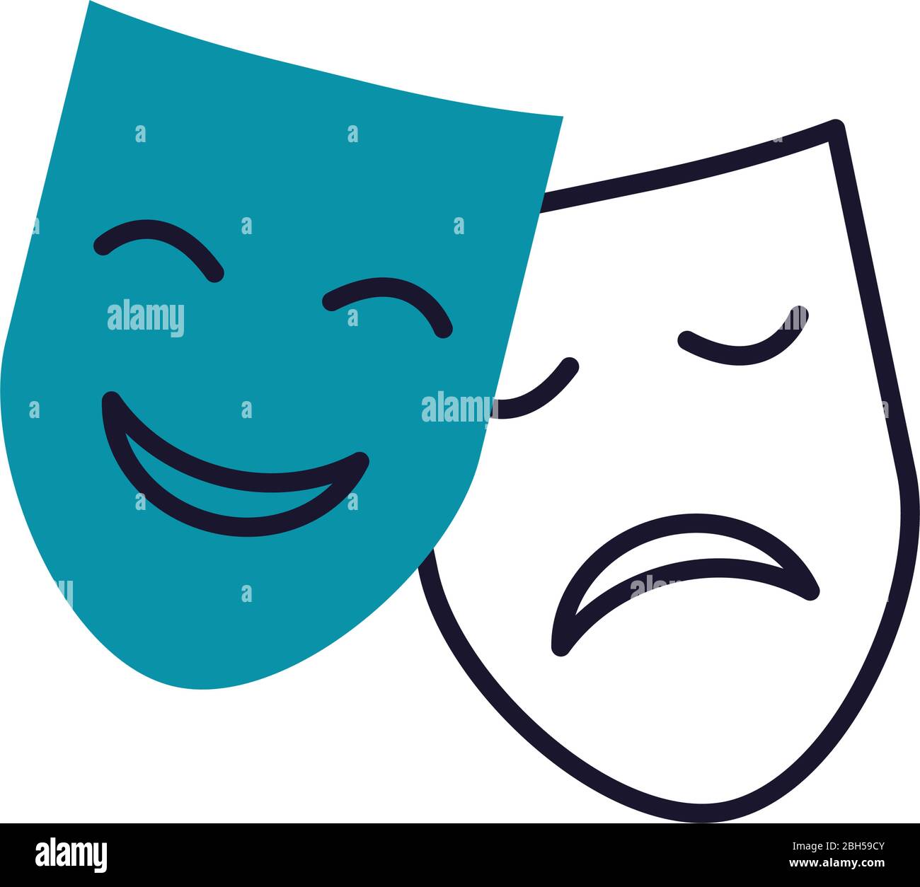 Mental health concept, comedy and tragedy mask, bipolar disorder symbol ...