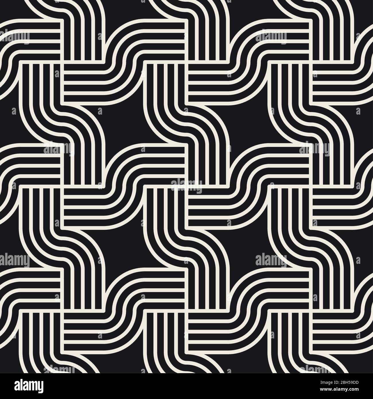 Vector stripes seamless pattern. Stylish interweaving texture. Decorative geometric interlaced ...