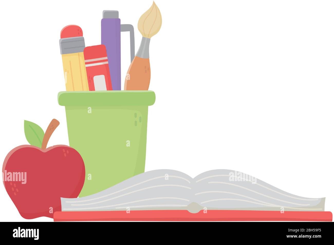 School book apple and pencils mug design, Eduaction class lesson ...