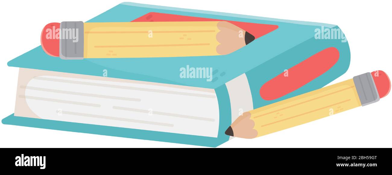 School book and pencils design, Eduaction class lesson knowledge ...