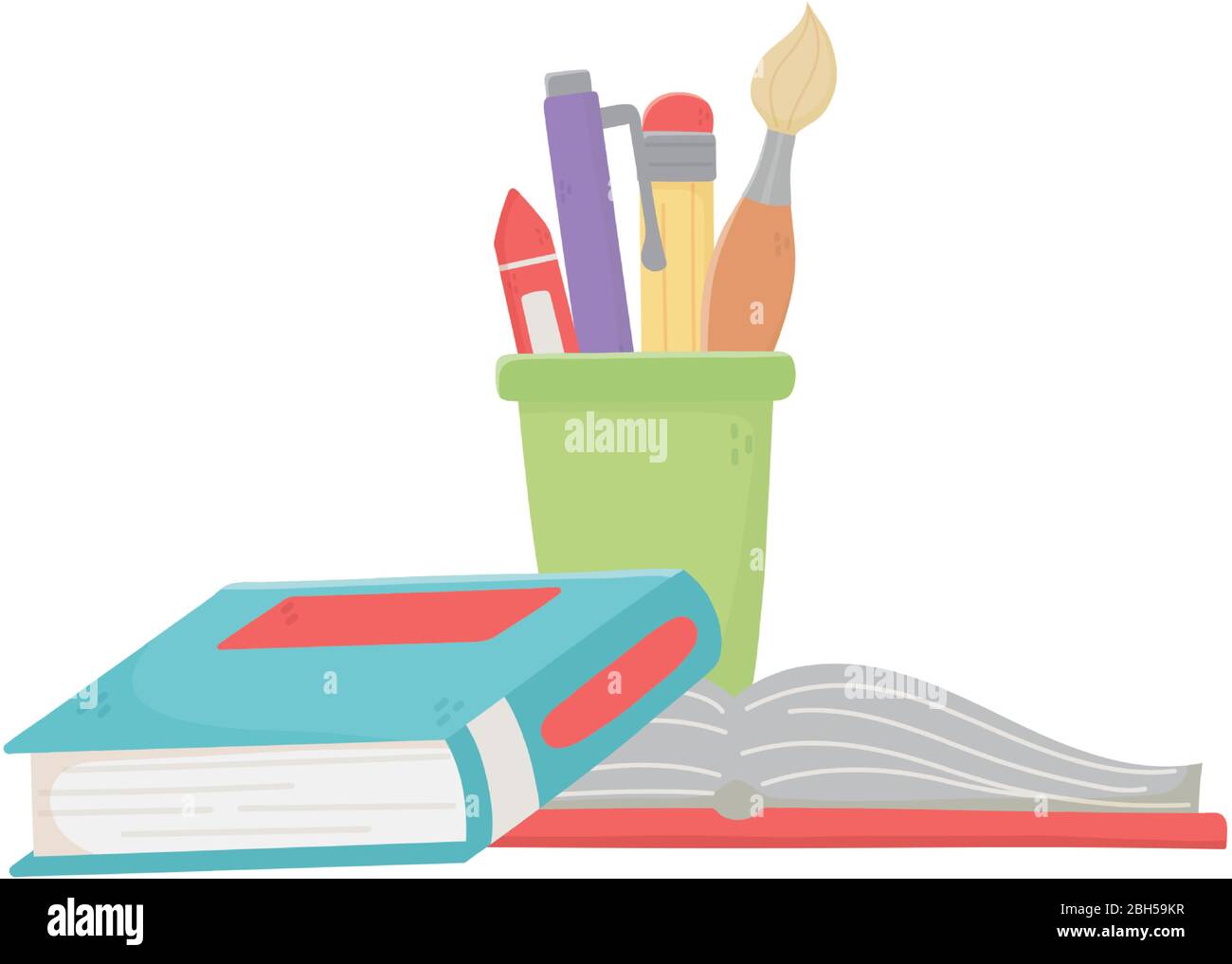 School books pencils mug design, Eduaction class lesson knowledge ...