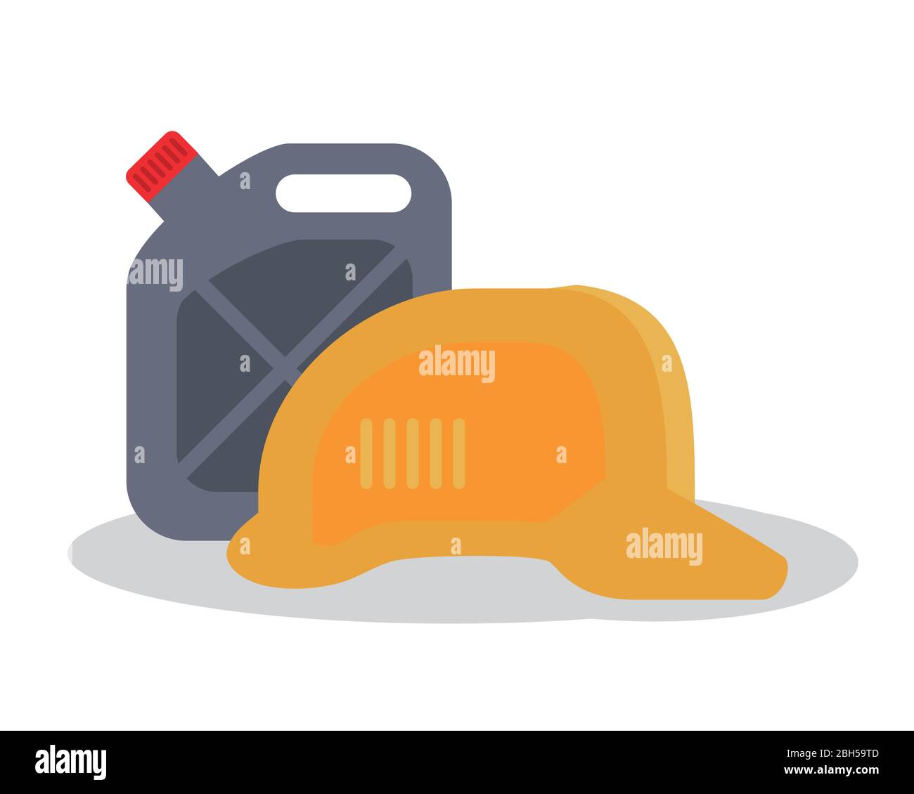 oil gallon and safety helmet icon over white background, colorful ...
