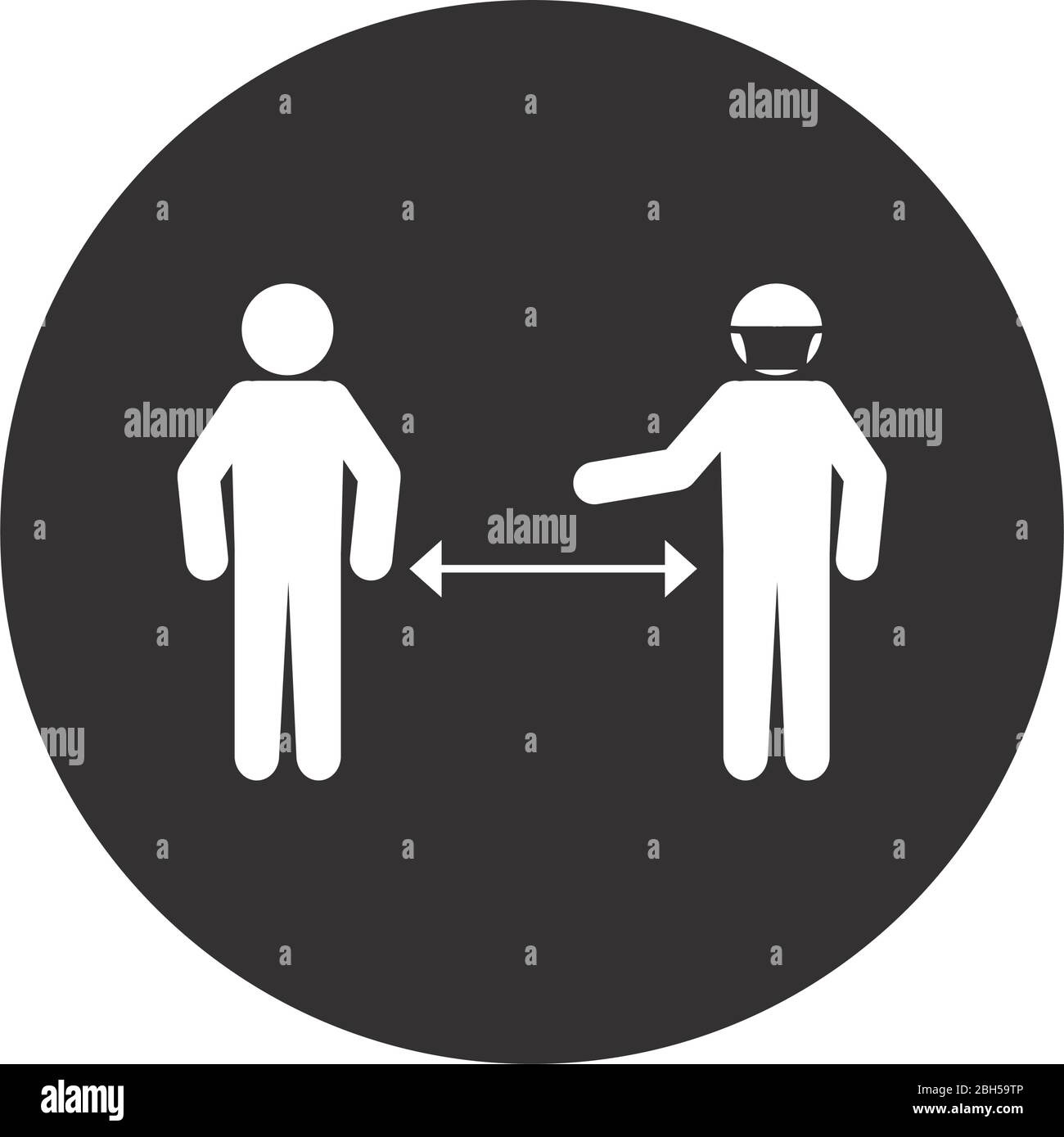 coronavirus and health concept, pictogram men avoiding the distance ...