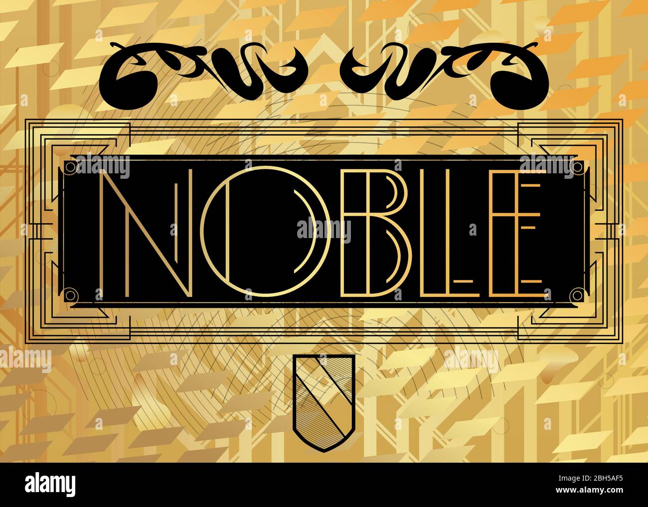 Art Deco Noble text. Decorative greeting card, sign with vintage ...
