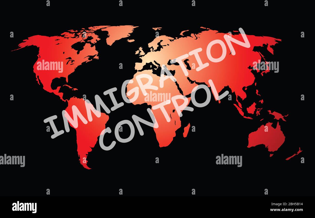 Representation of worldwide immigration control on world map isolated ...