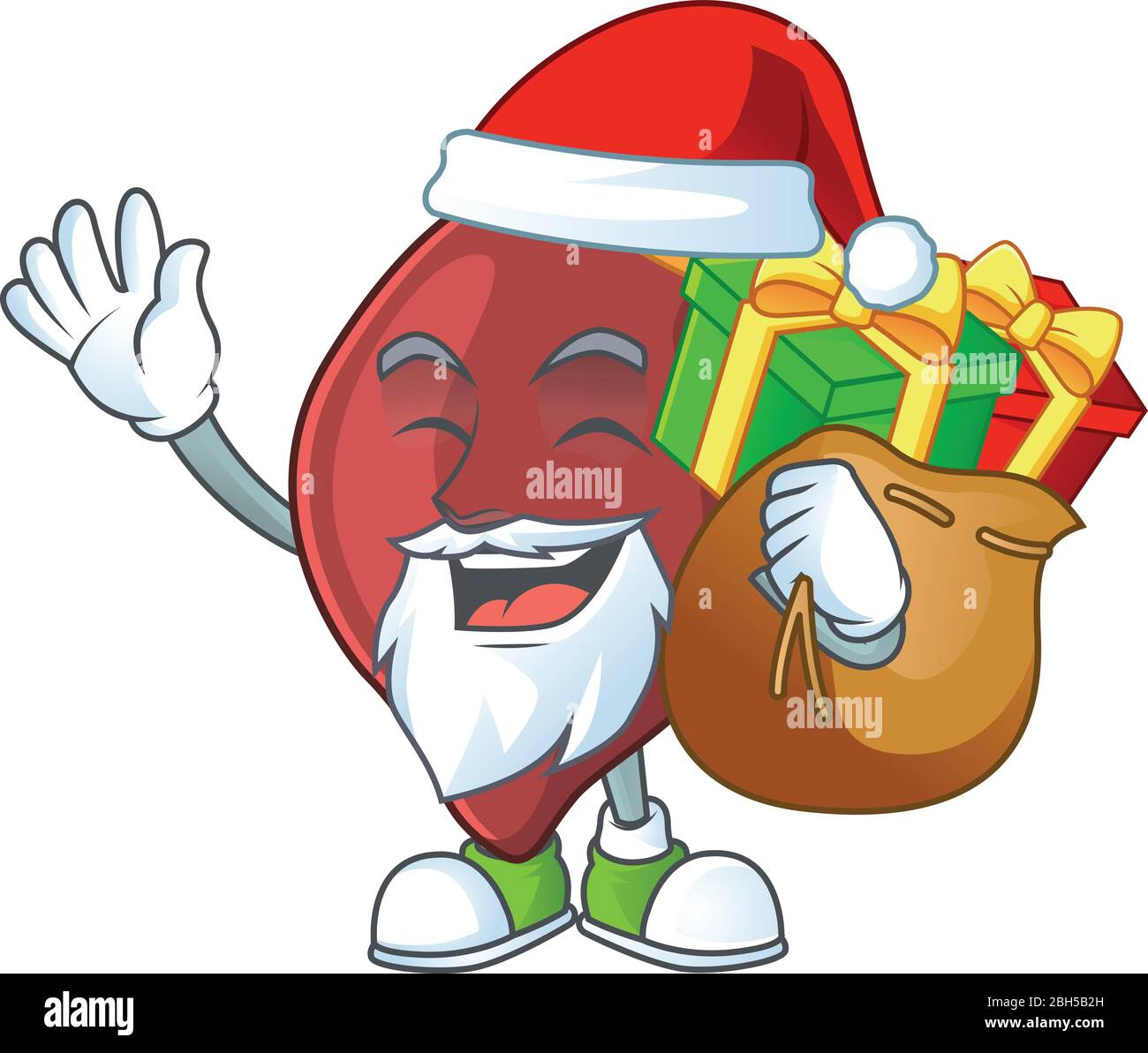 Santa liver Cartoon character design with sacks of gifts Stock Vector ...