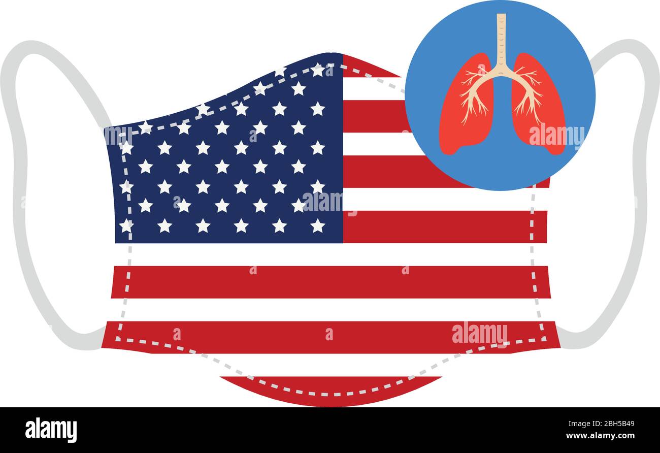 face mask with flag of usa and lungs Stock Vector Image & Art - Alamy
