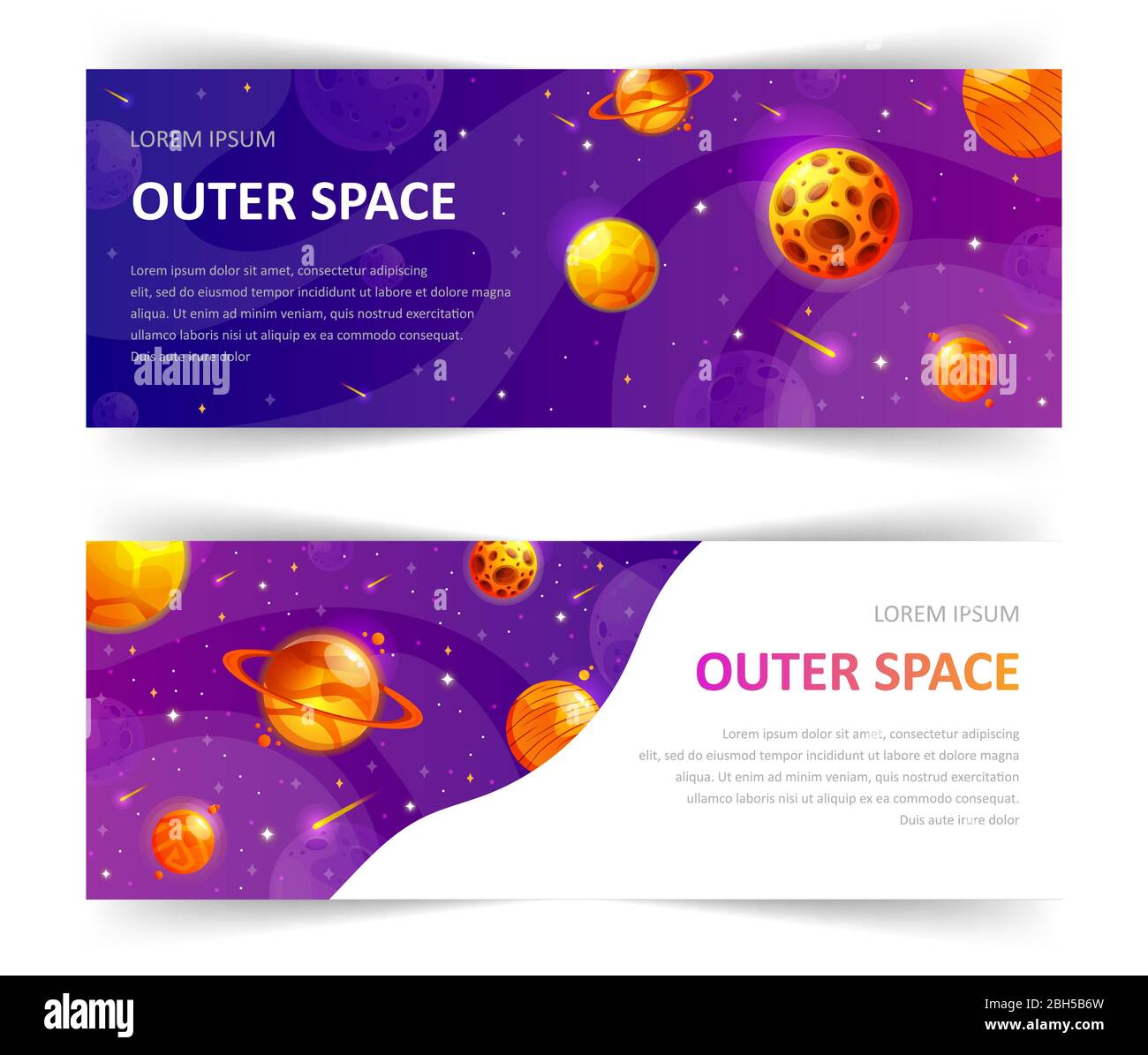 Set of web banners templates with abstract shape and stars. Cosmos ...
