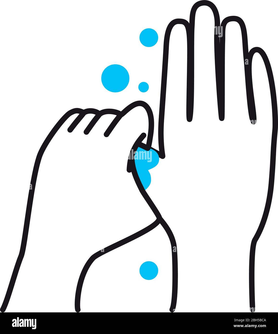 hand washing gesture icon over white background, half color half line ...