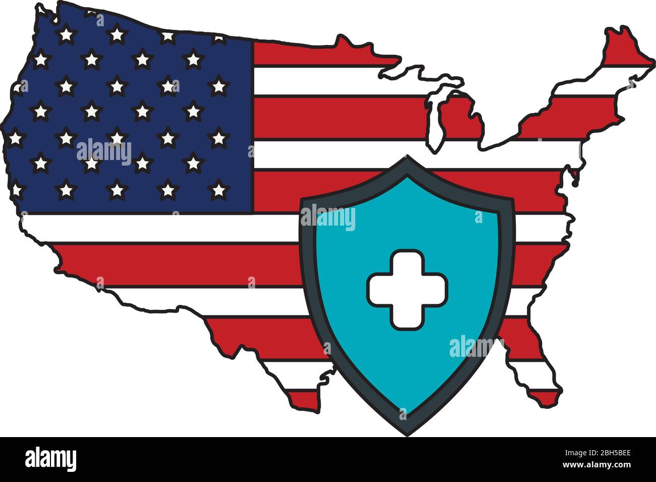 map of usa with shield isolated icon Stock Vector Image & Art - Alamy