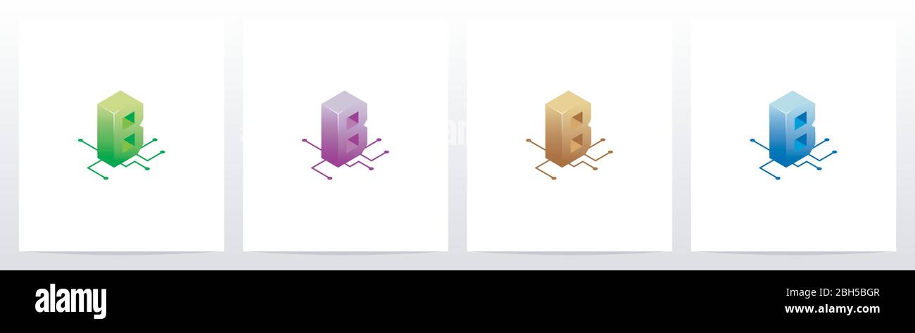 Digital Circuit Nodes Letter Logo Design B Stock Vector Image & Art - Alamy