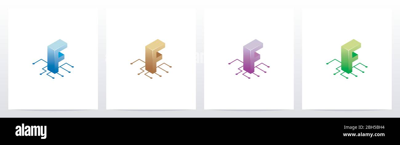 Digital Circuit Nodes Letter Logo Design F Stock Vector Image & Art - Alamy