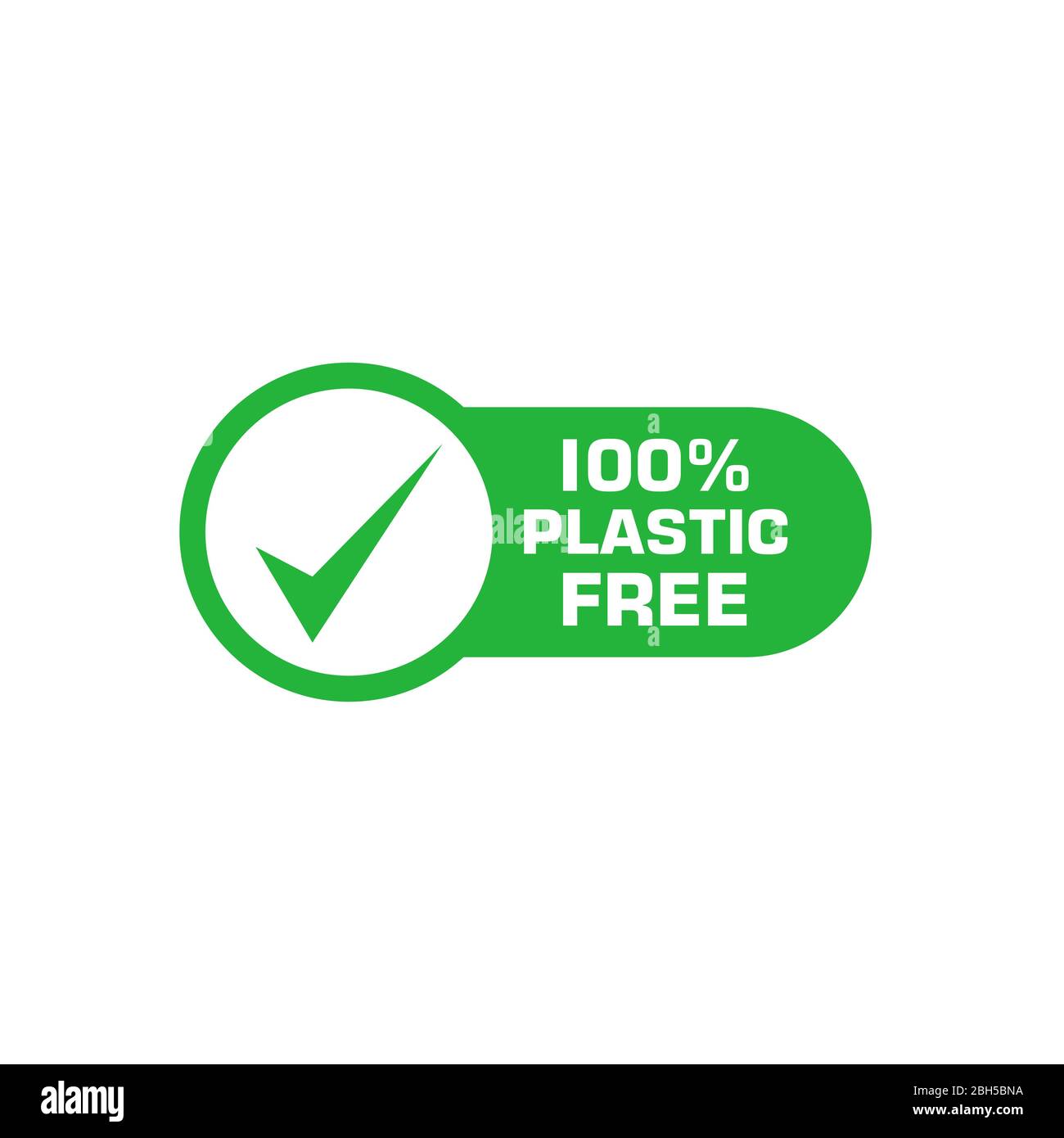 Plastic free 100 percent green sign with check mark. Eco friendly ...