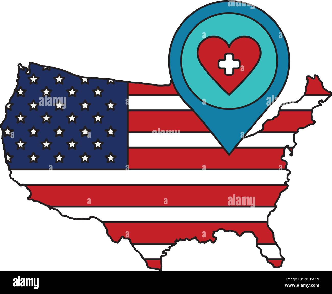 map of usa with symbol heart health Stock Vector Image & Art - Alamy