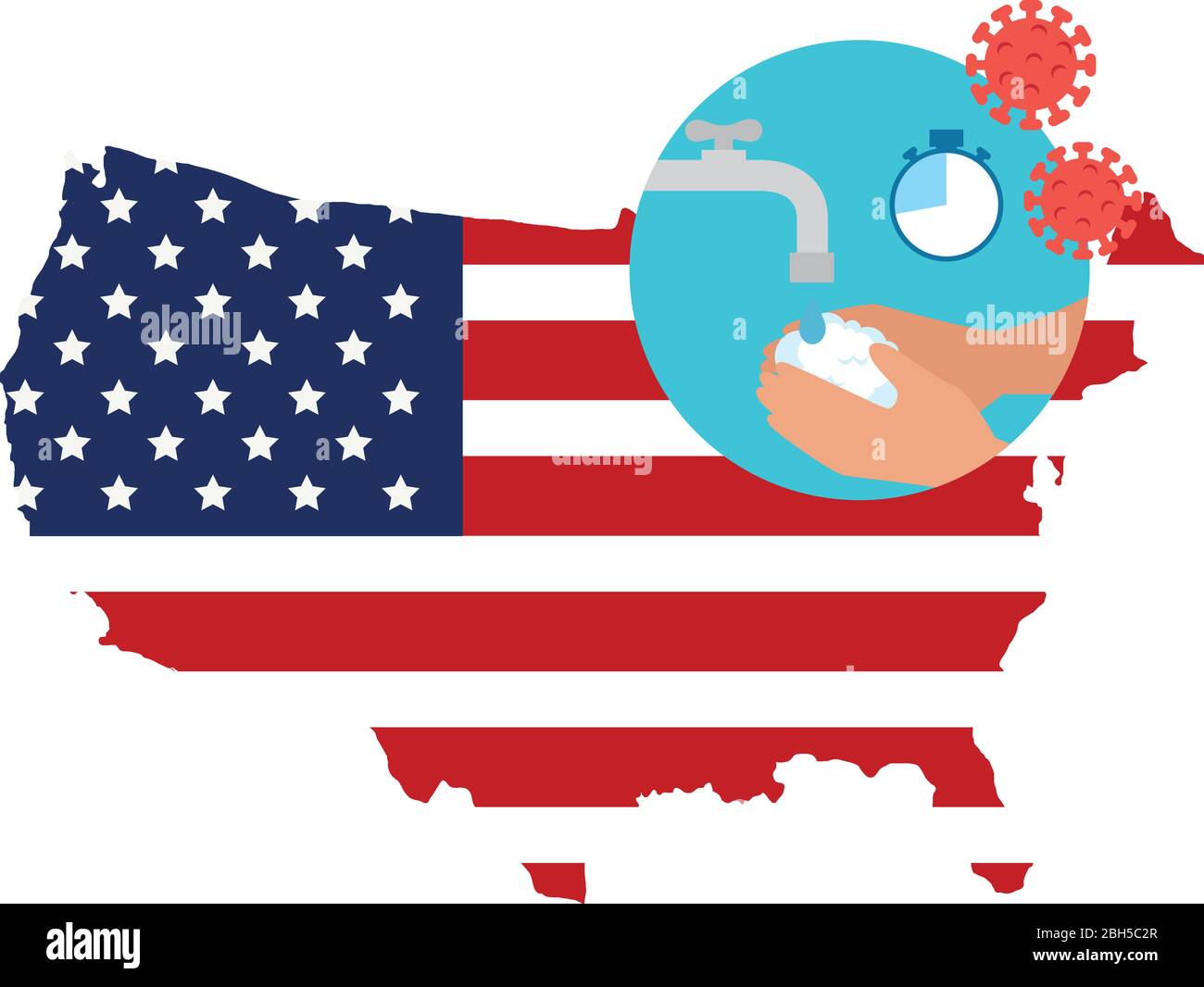 map of usa with wash hands for prevention covid 19 Stock Vector Image ...