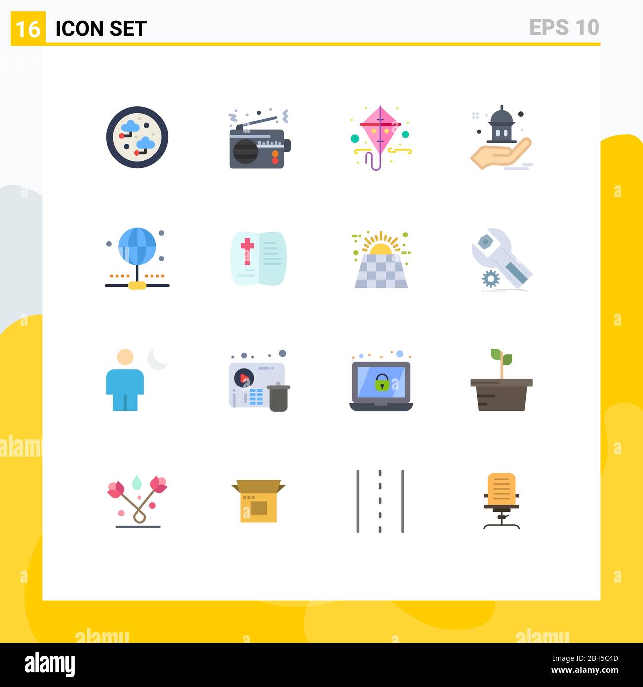 Set of 16 Modern UI Icons Symbols Signs for connection, help ...