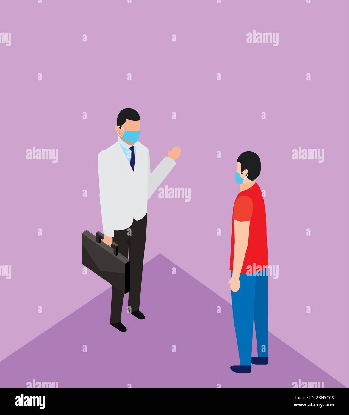 professional doctor and patient using face mask Stock Vector Image ...
