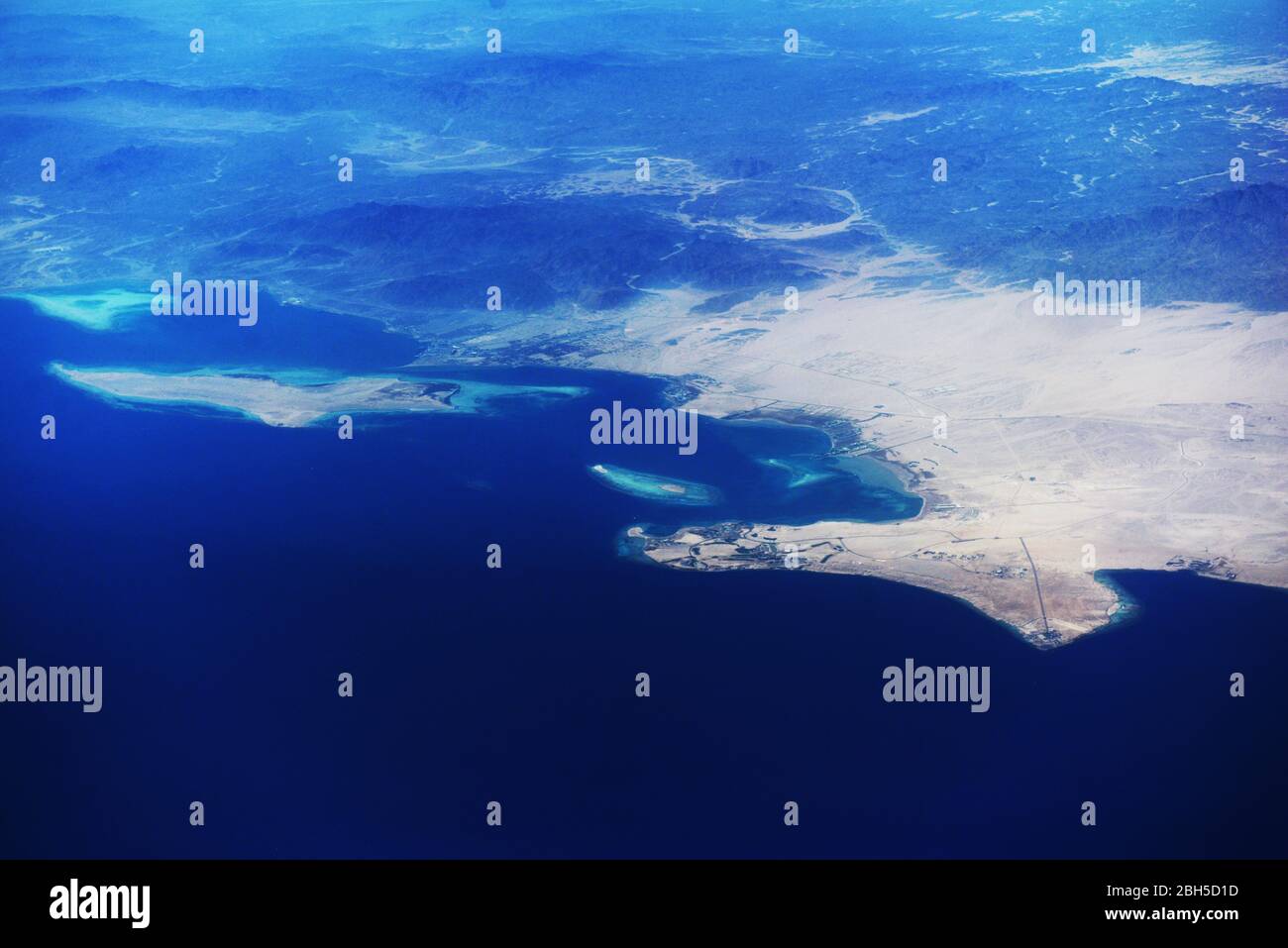 Aerial view of the Egyptian Red Sea coastline south of Hurghada Stock ...