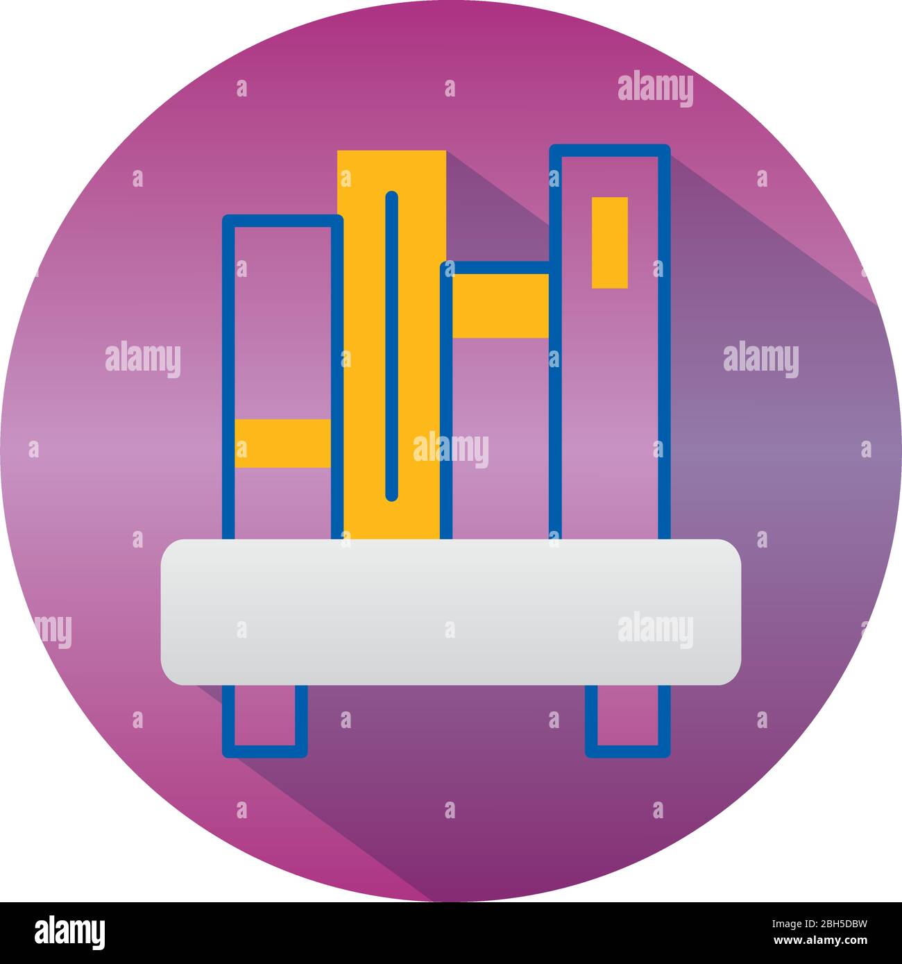 books on shelf icon over white background, block gradient style, vector ...