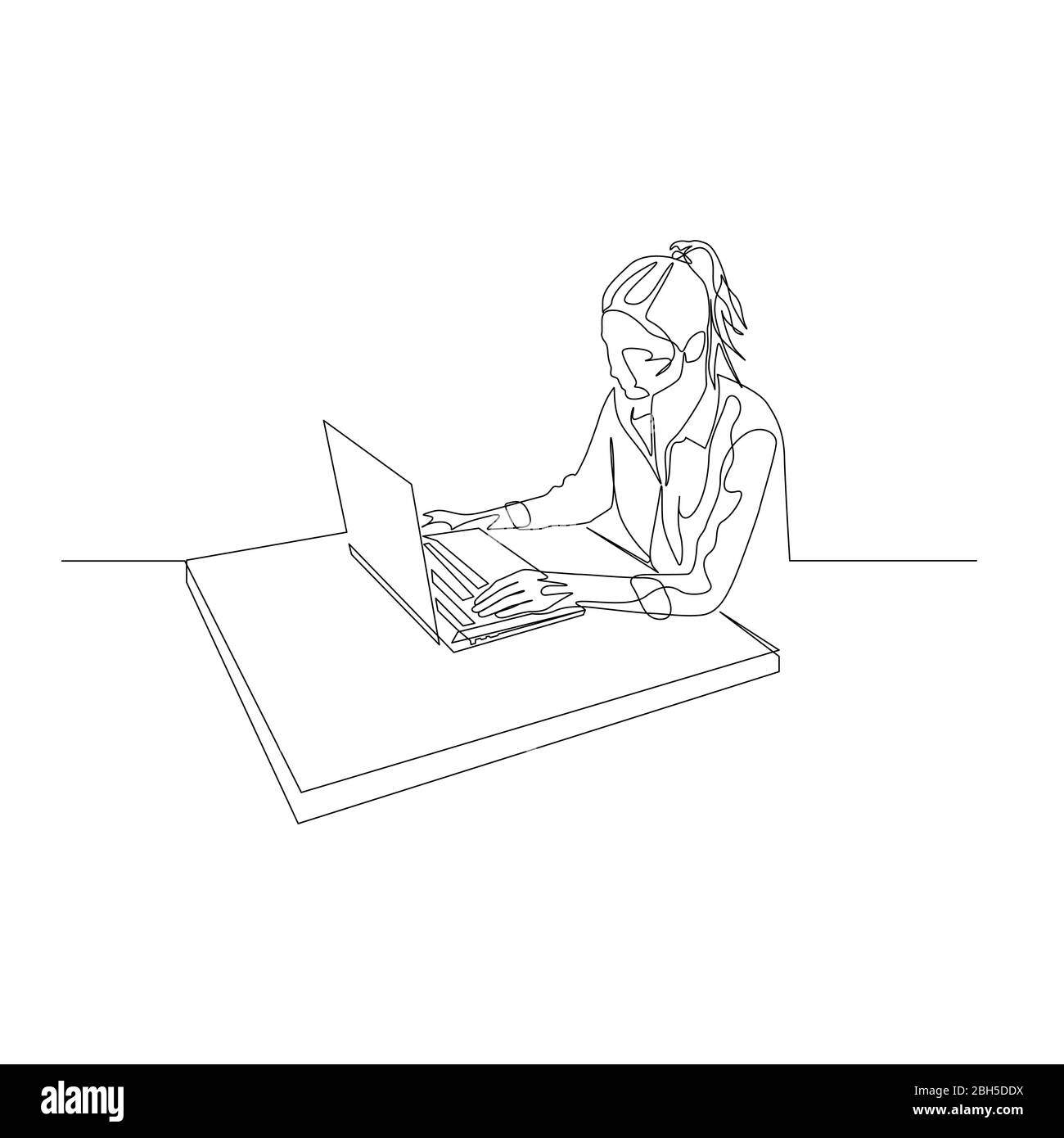 Line drawing woman sitting hi-res stock photography and images - Alamy