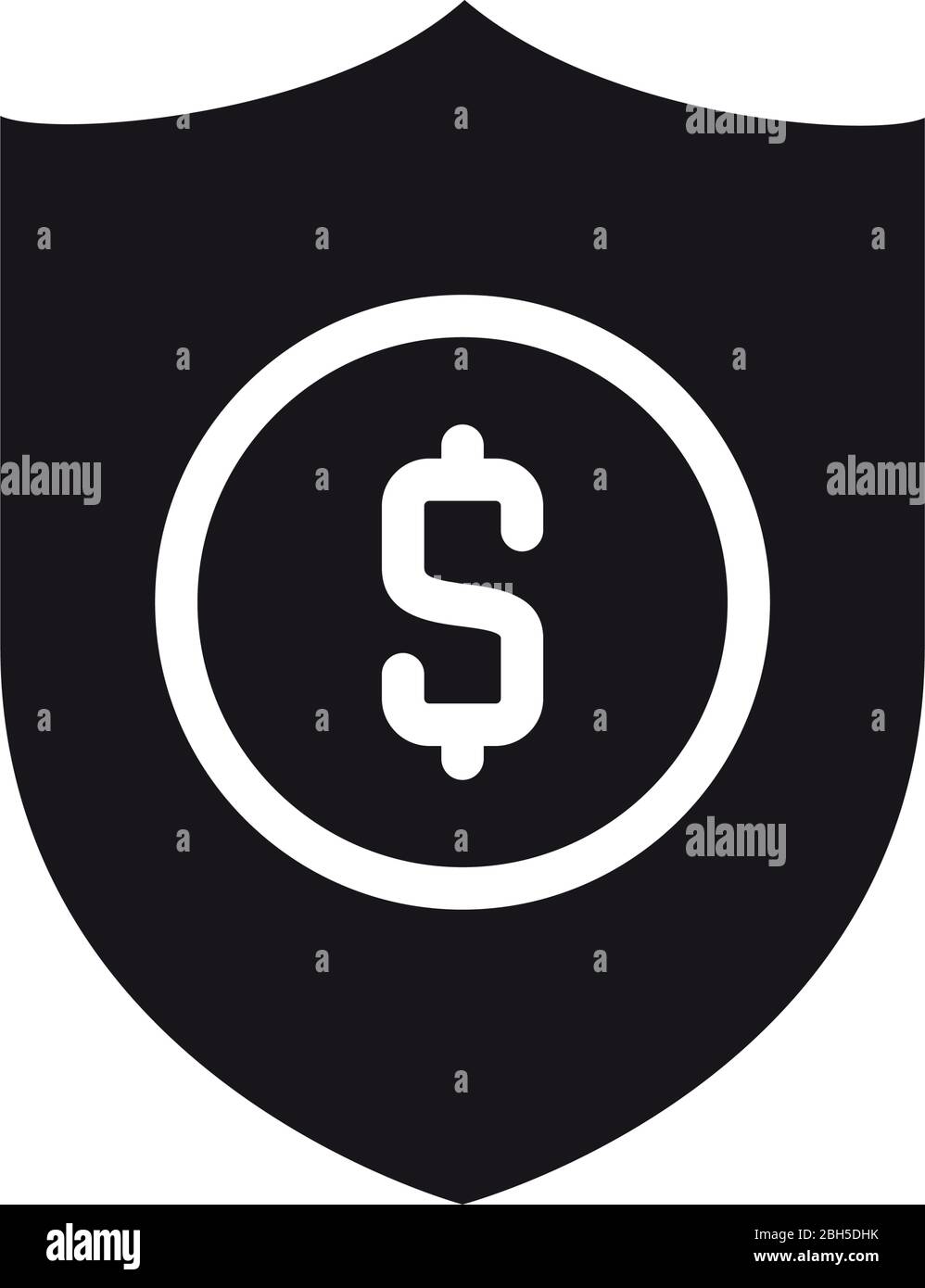 shield with money symbol over white background, silhouette style ...