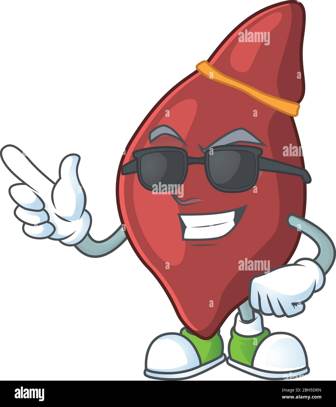 Super cute liver cartoon character wearing black glasses Stock Vector ...