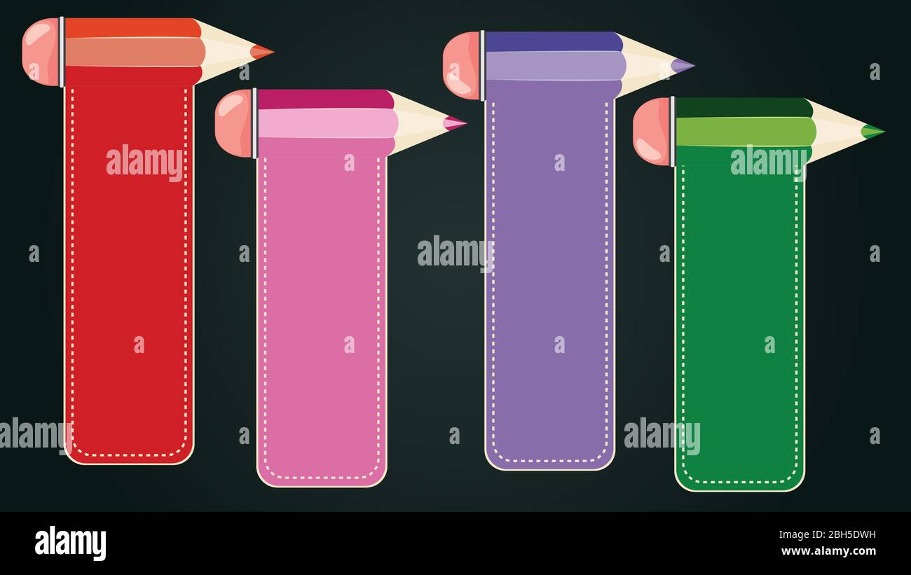 Set of school supplies, crayons, colored pencils illustration Stock ...