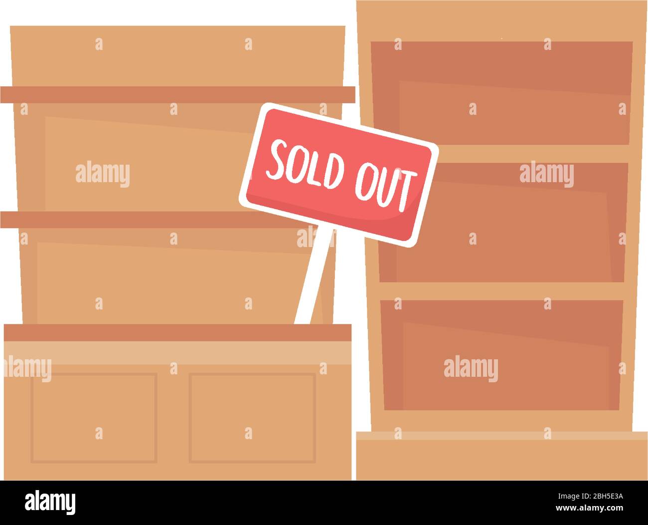 Shopping shelf with sold out banner design of Commerce market store ...