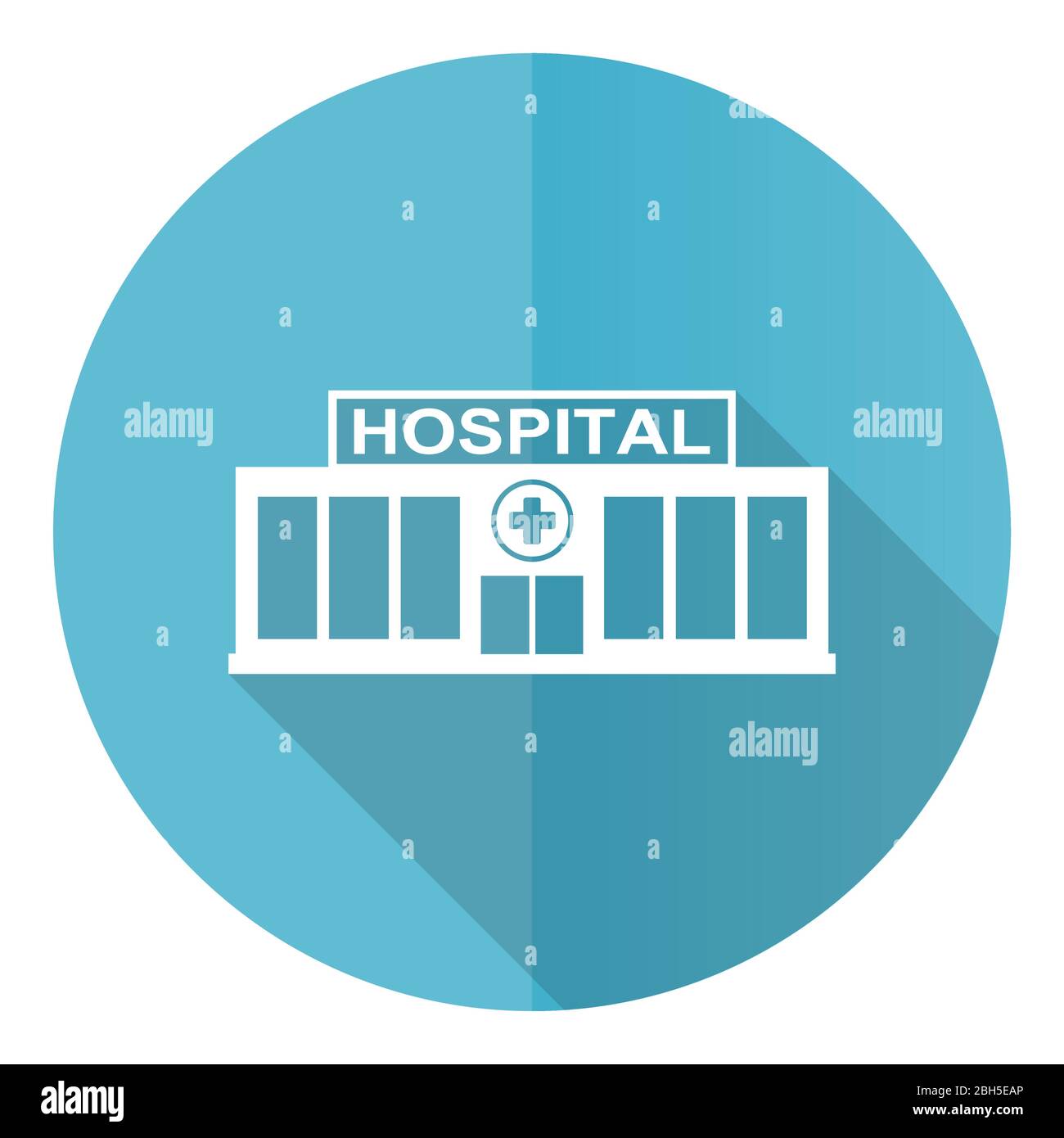 Hospital building blue round flat design vector icon isolated on white ...