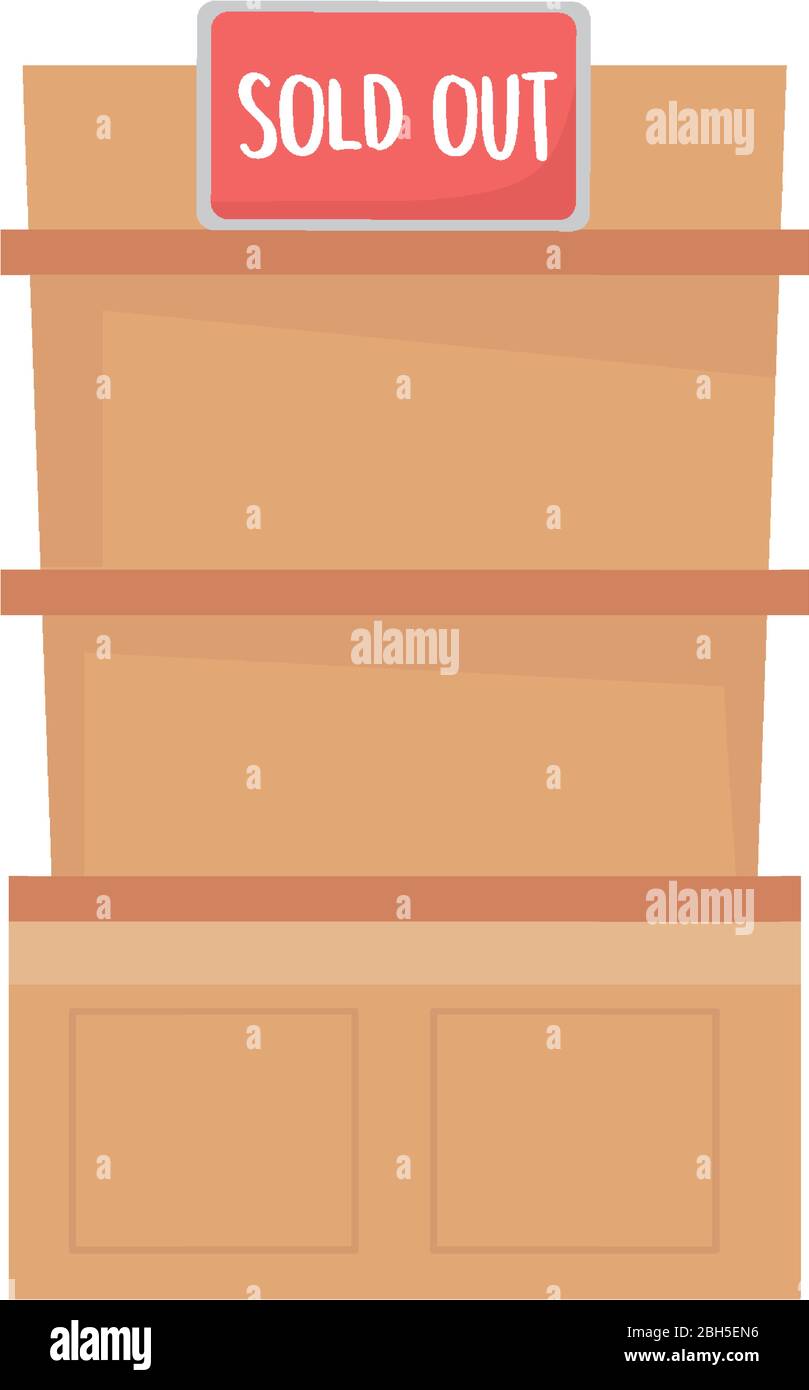 Shopping shelf with sold out banner design of Commerce market store ...