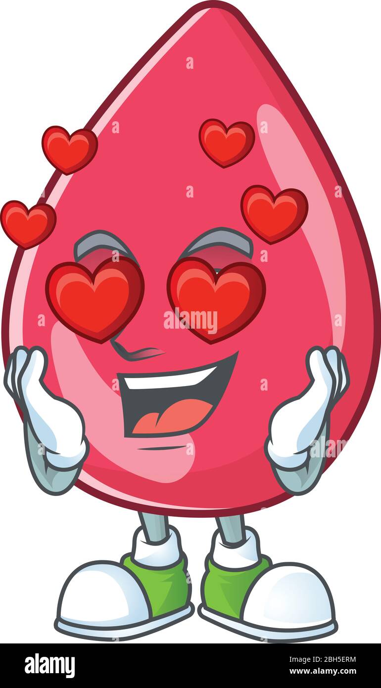 Charming red blood cartoon character with a falling in love face Stock ...